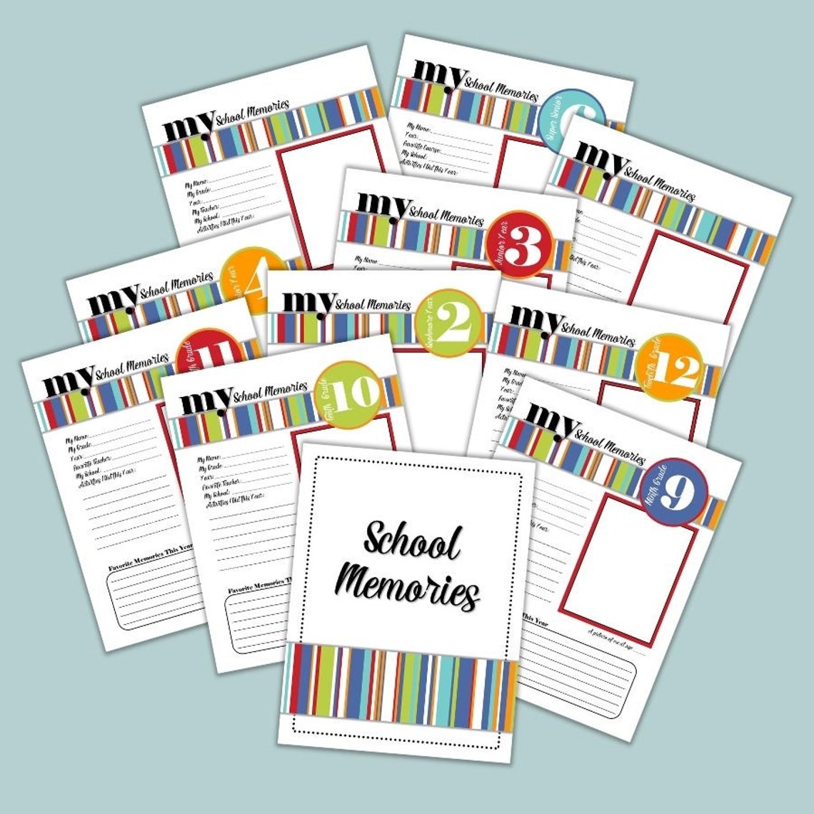 School Years Days Preschool to College K-12 Printable Memory Book ...