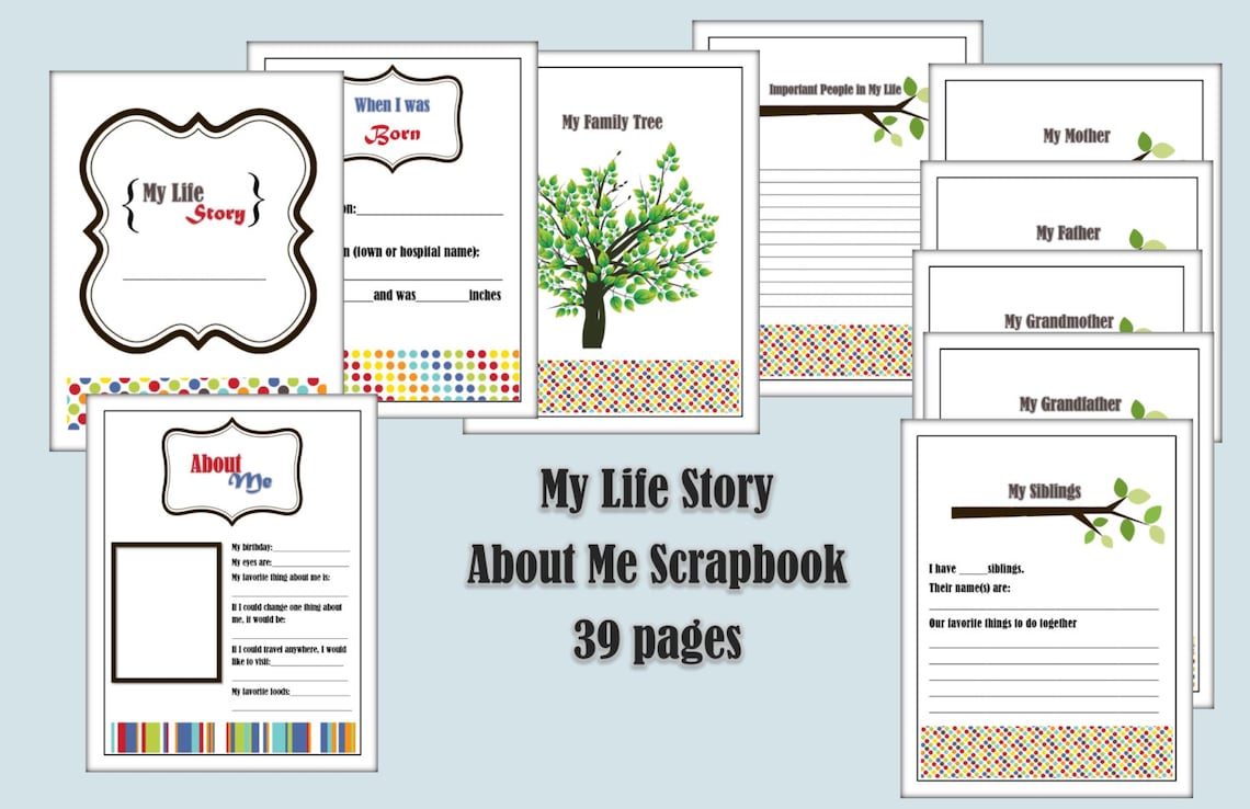 My Life Story All About Me Children's Memory Scrapbook Book Printable ...