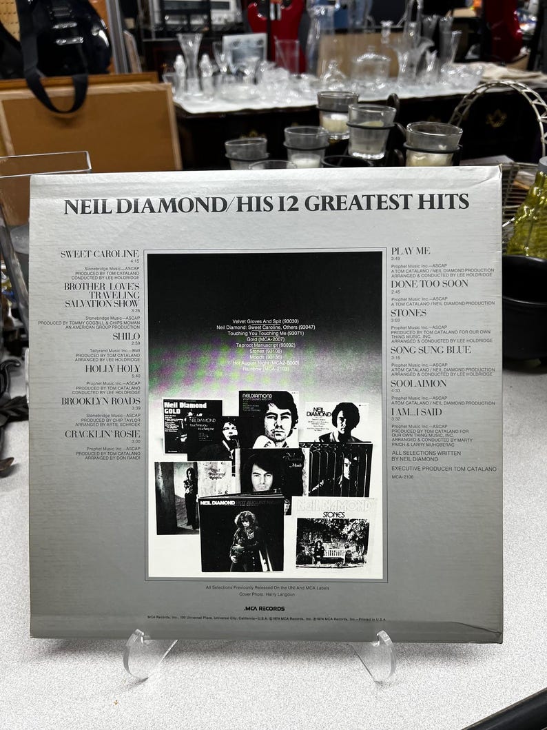Neil Diamond - His 12 Greatest Hits- 1974 MCA Records Vinyl Lp-very ...