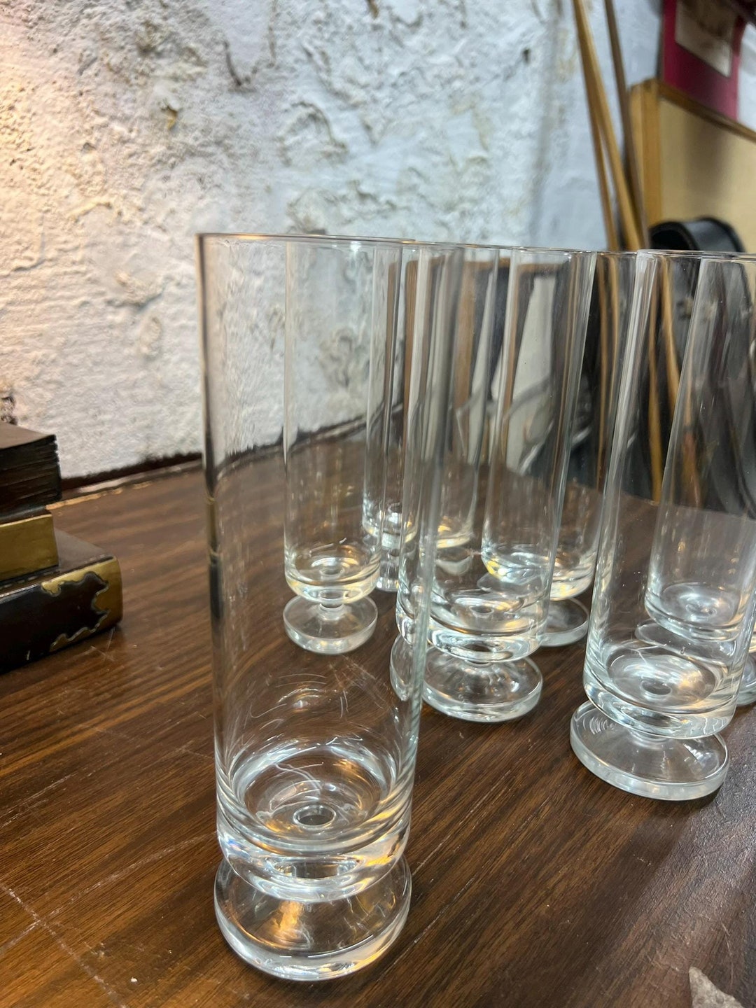 Vintage Mid Century Modern CRYSTAL Footed Highball Glasses Set of 8 ...