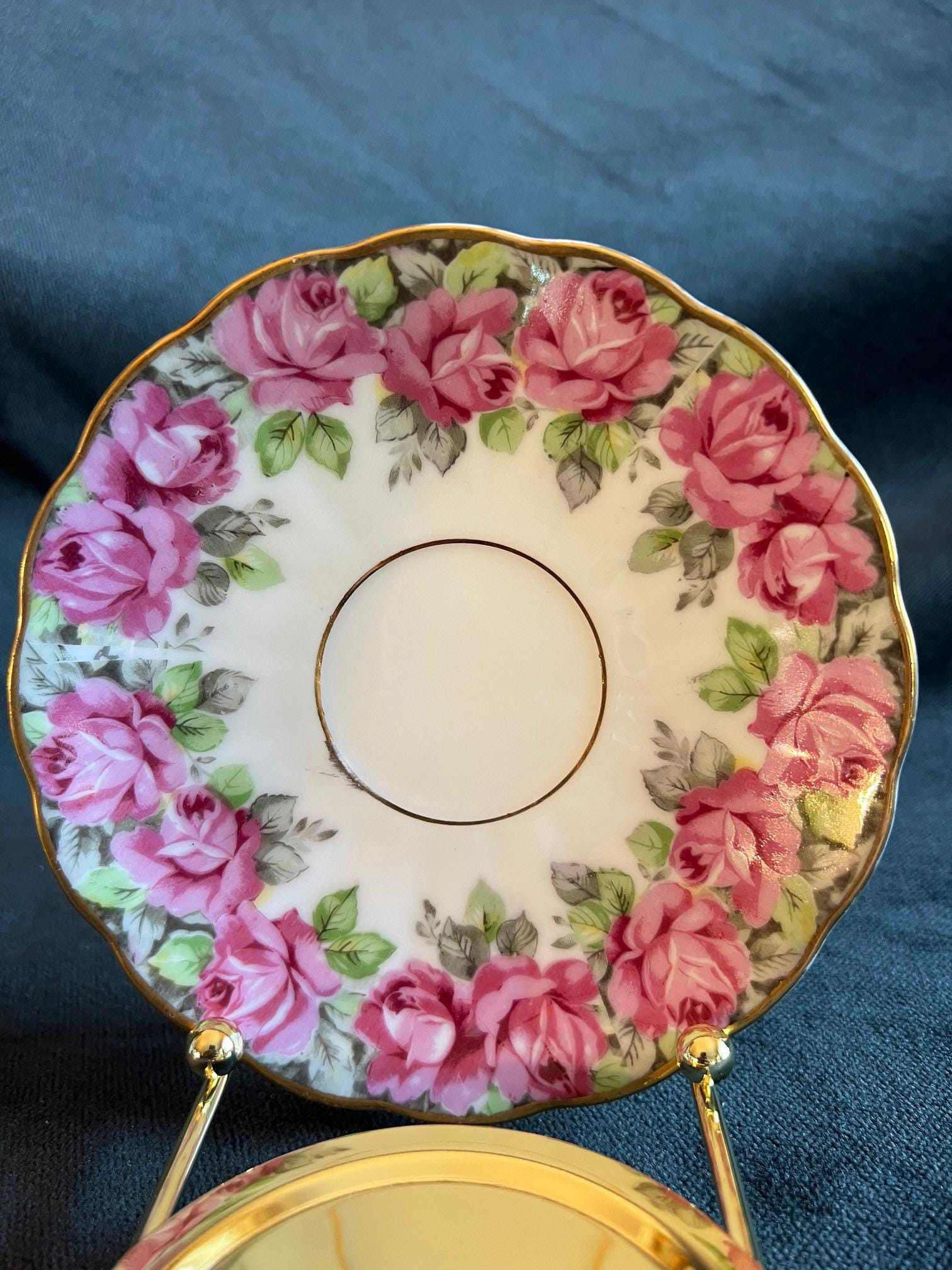 Rose Pattern Tea Cup and Saucer - Etsy