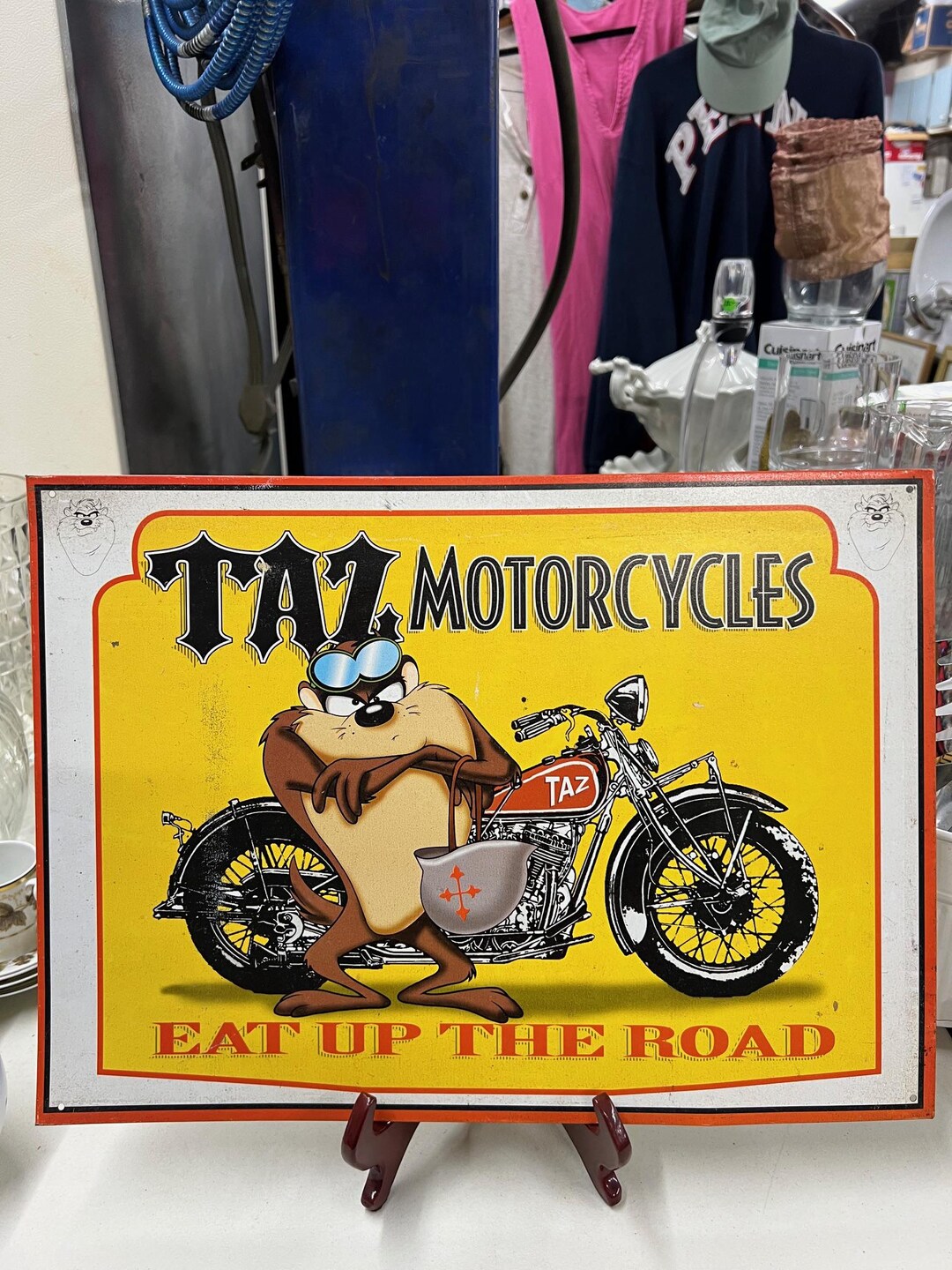 Taz Tasmanian Devil Motorcycle Poster 1998 Looney Tunes Eat up the Road ...
