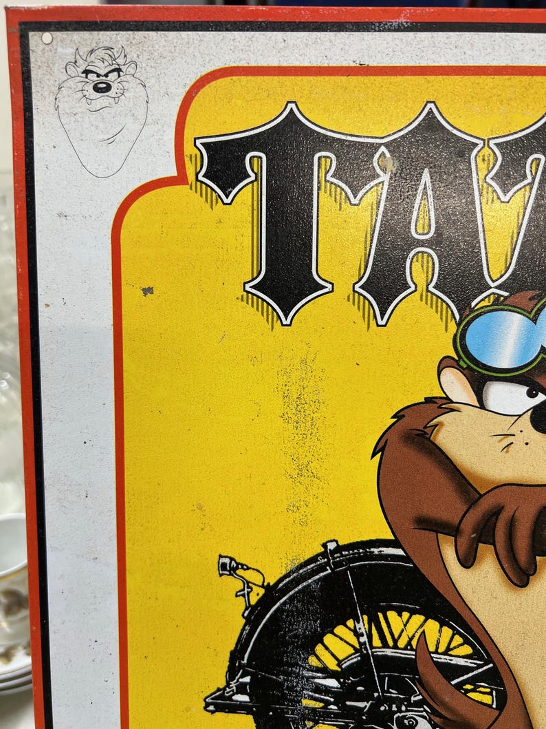 Taz Tasmanian Devil Motorcycle Poster 1998 Looney Tunes Eat up the Road ...