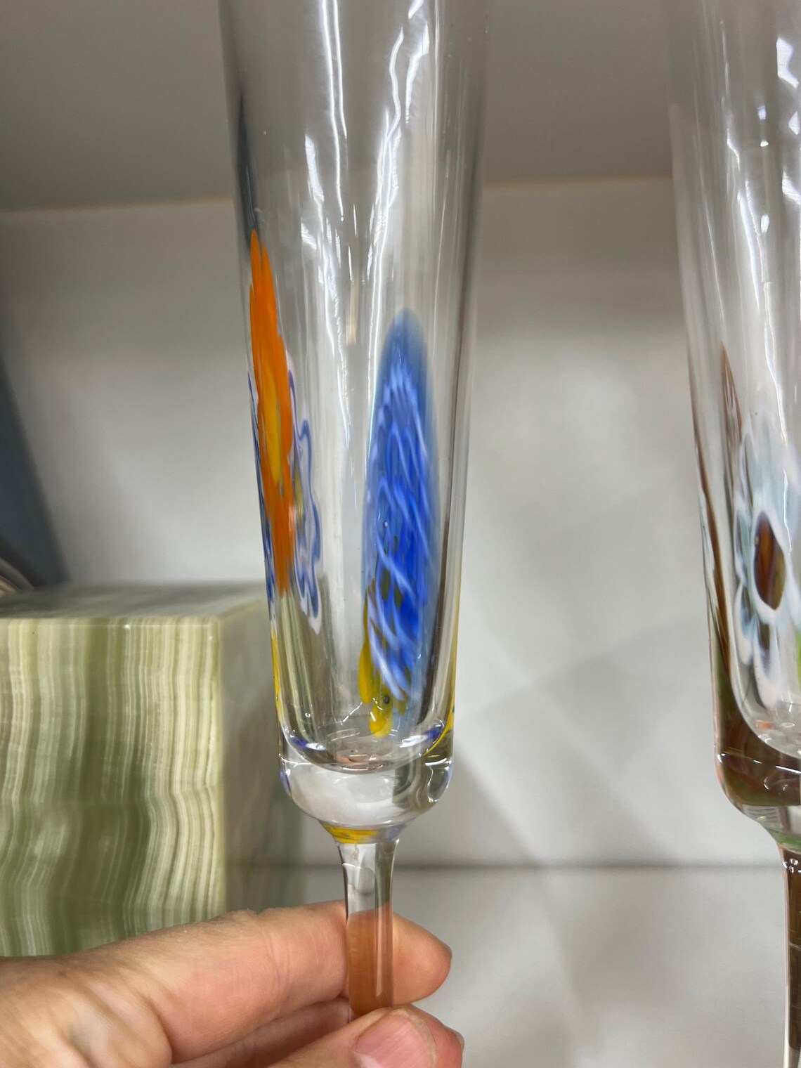 Otto Franek 'flora' Multicolored Millefiori Blown Art Glass Champagne ...