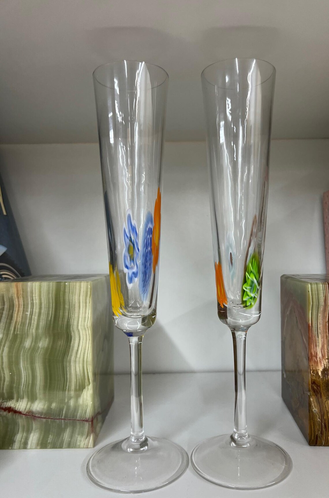 Otto Franek 'flora' Multicolored Millefiori Blown Art Glass Champagne ...