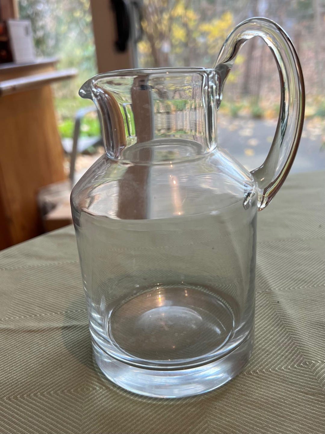 Vintage Modernist Glass Jug, Large Water Pitcher, Glass Serving Jug ...