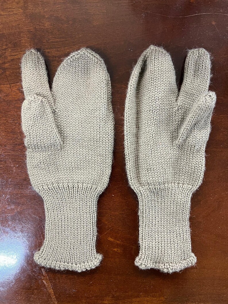 Vintage Military Trigger Finger Mittens Canvas & Leather Shell With ...