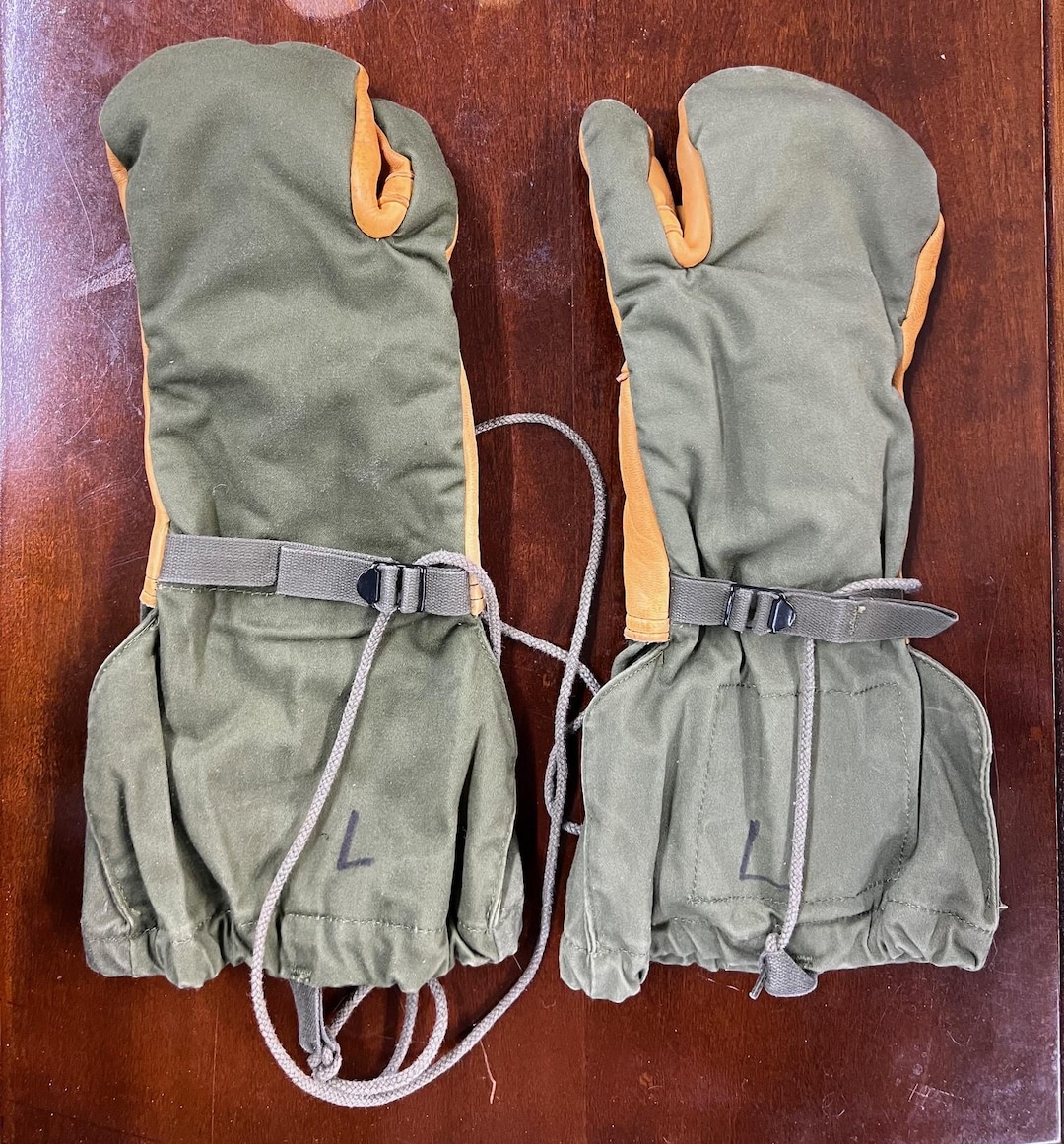 Medium US Army M-1965 Leather Trigger Finger Cold Weather Mittens ...