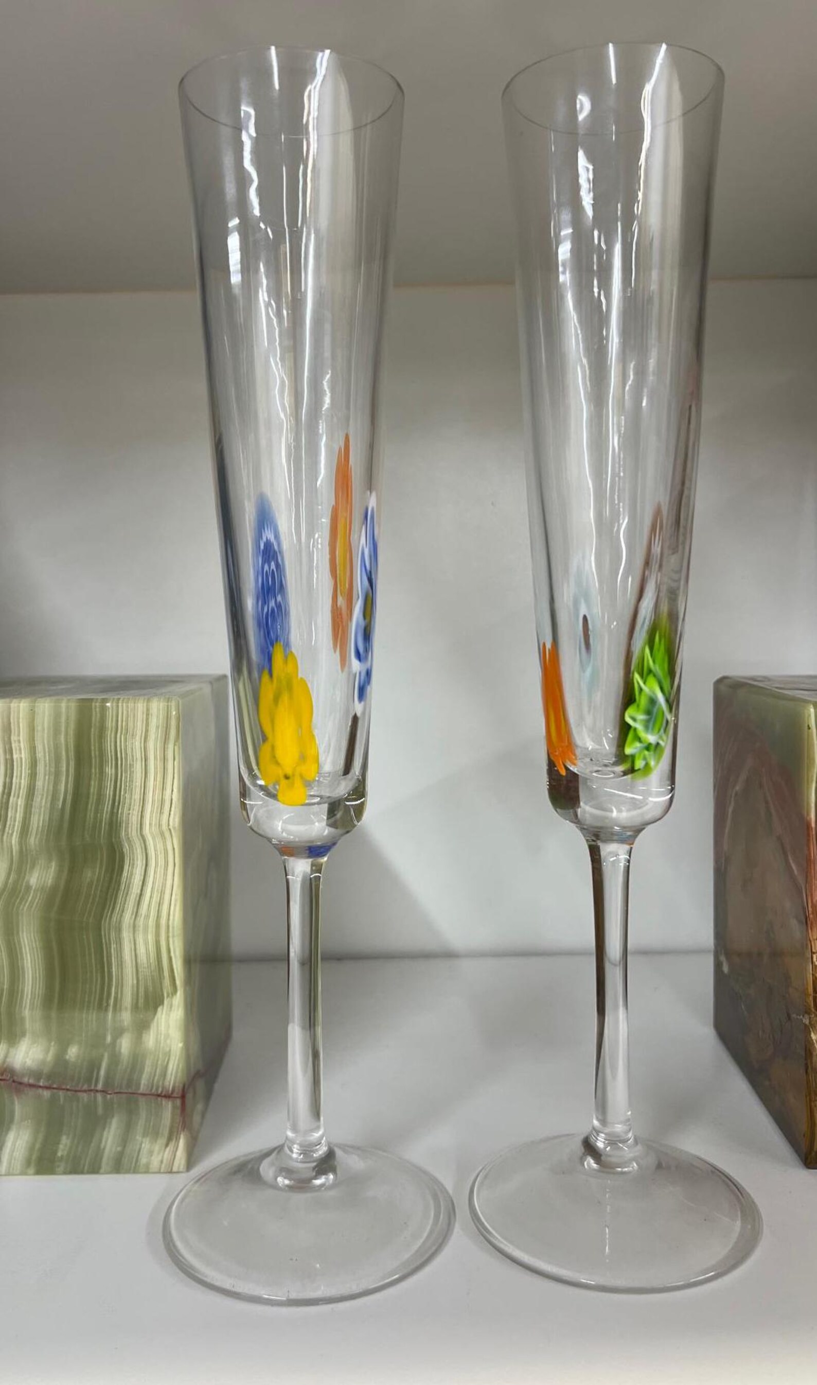 Otto Franek 'flora' Multicolored Millefiori Blown Art Glass Champagne ...
