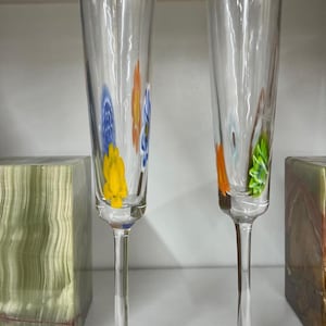 Otto Franek 'flora' Multicolored Millefiori Blown Art Glass Champagne ...