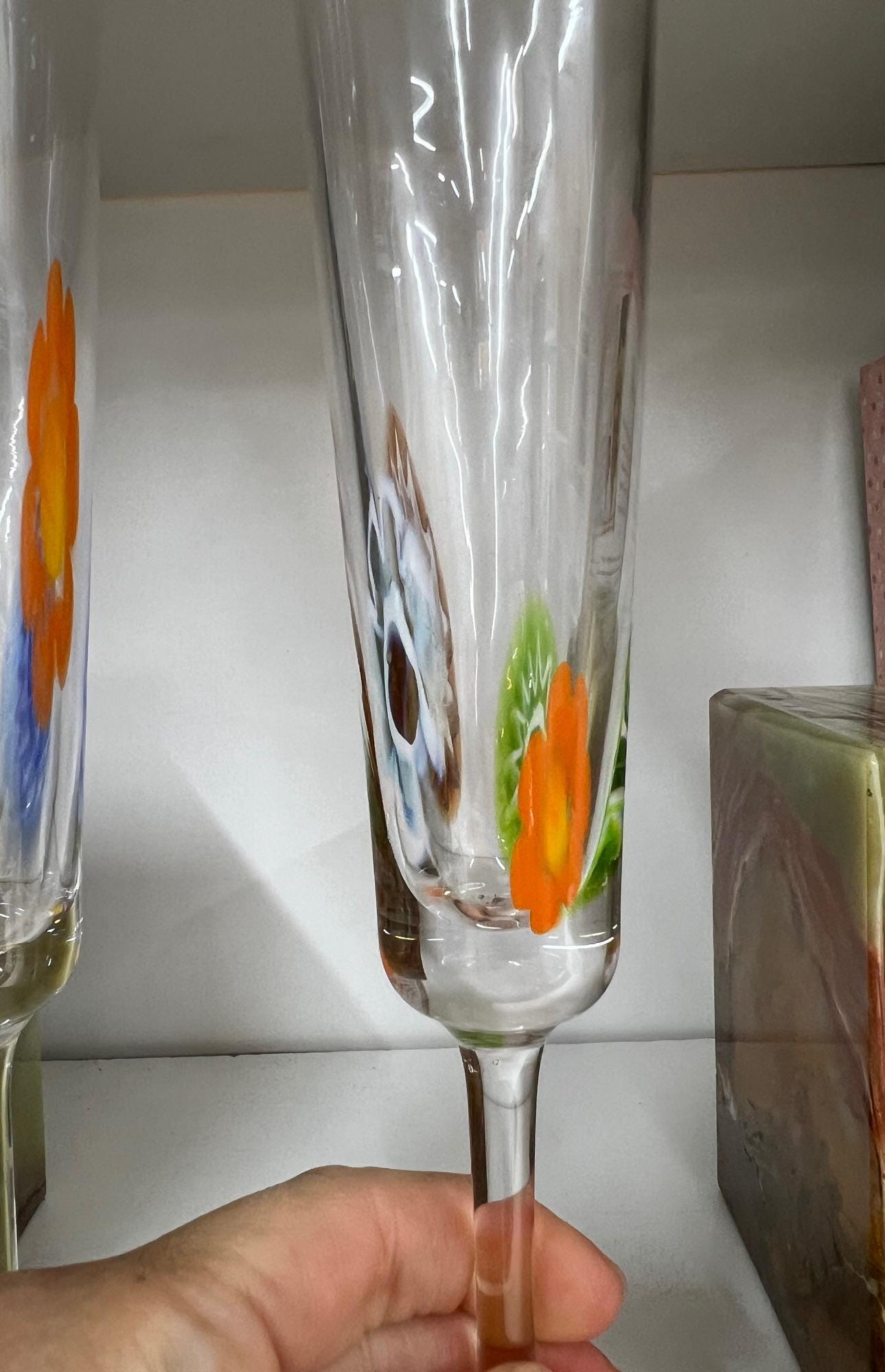 Otto Franek 'flora' Multicolored Millefiori Blown Art Glass Champagne ...