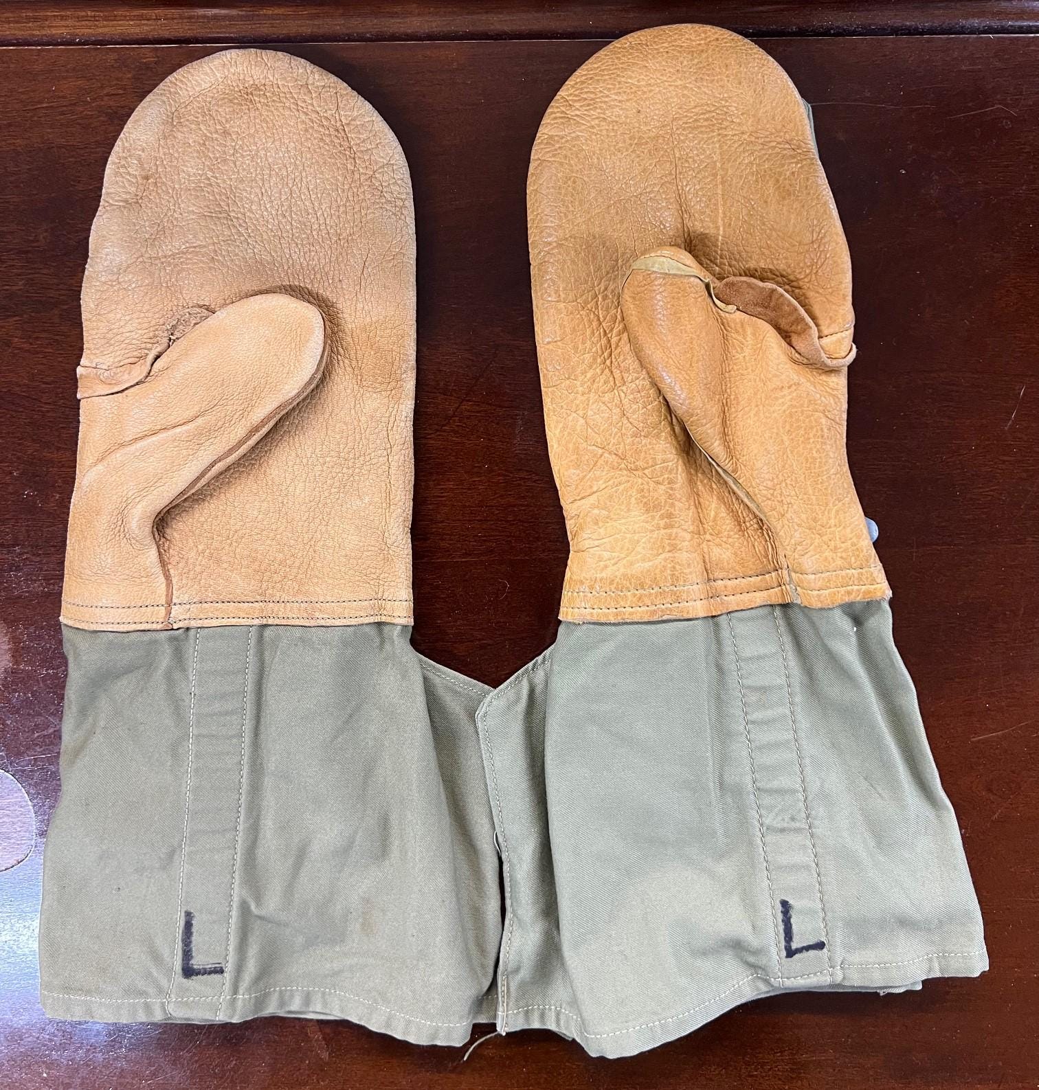 US Military Trigger Finger Mitten With Wool Liner, Large, Leather - Etsy