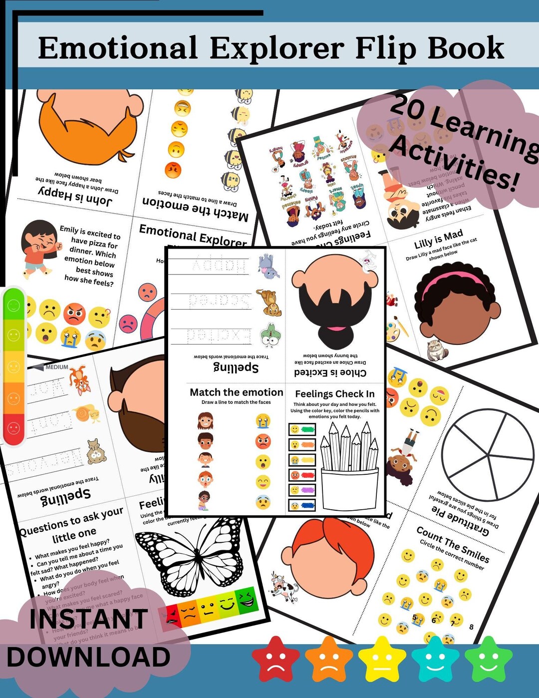 Emotional Explorer Flipbook -toddler Emotions -learn Emotions -kid ...