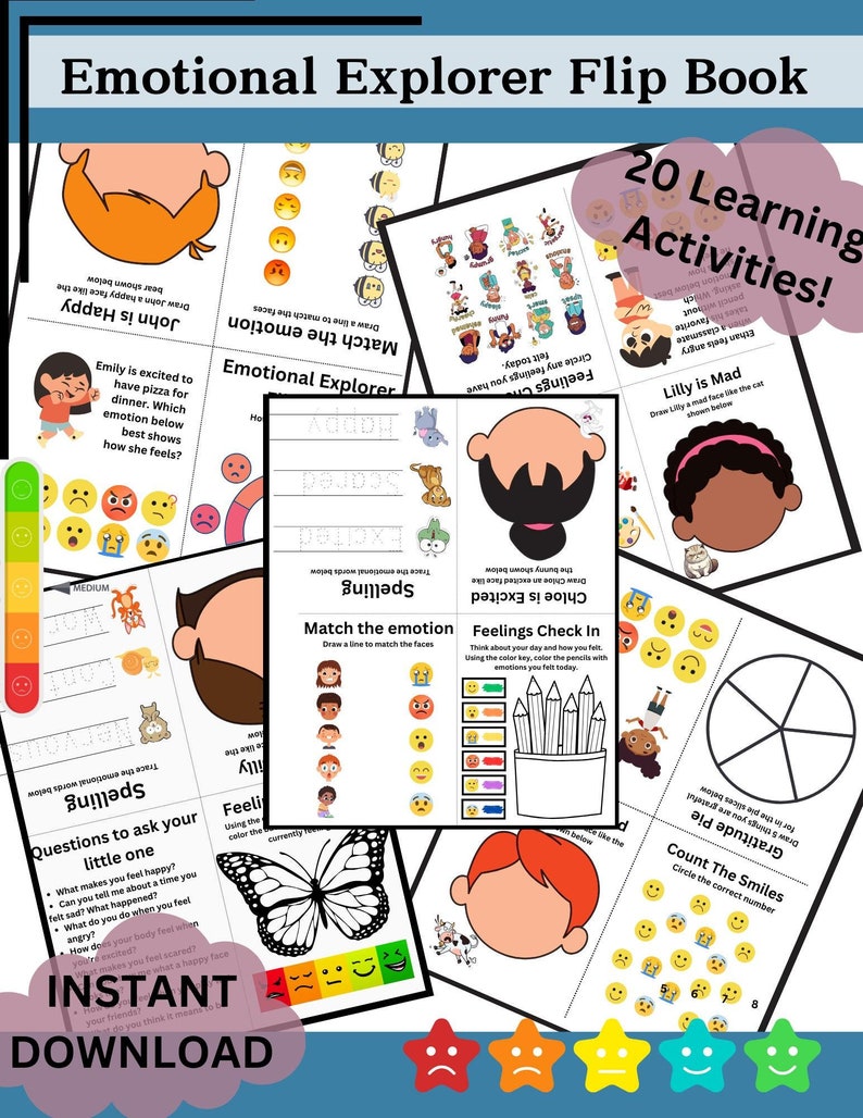 Emotional Explorer Flipbook -toddler Emotions -learn Emotions -kid ...
