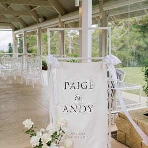 SATIN SILK WEDDING Sign, Personalised Wedding Welcome Sign, Fabric Sign ...
