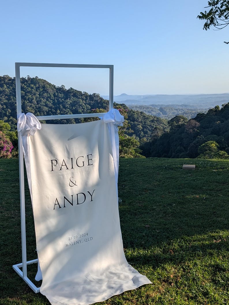 SATIN SILK WEDDING Sign, Personalised Wedding Welcome Sign, Fabric Sign ...