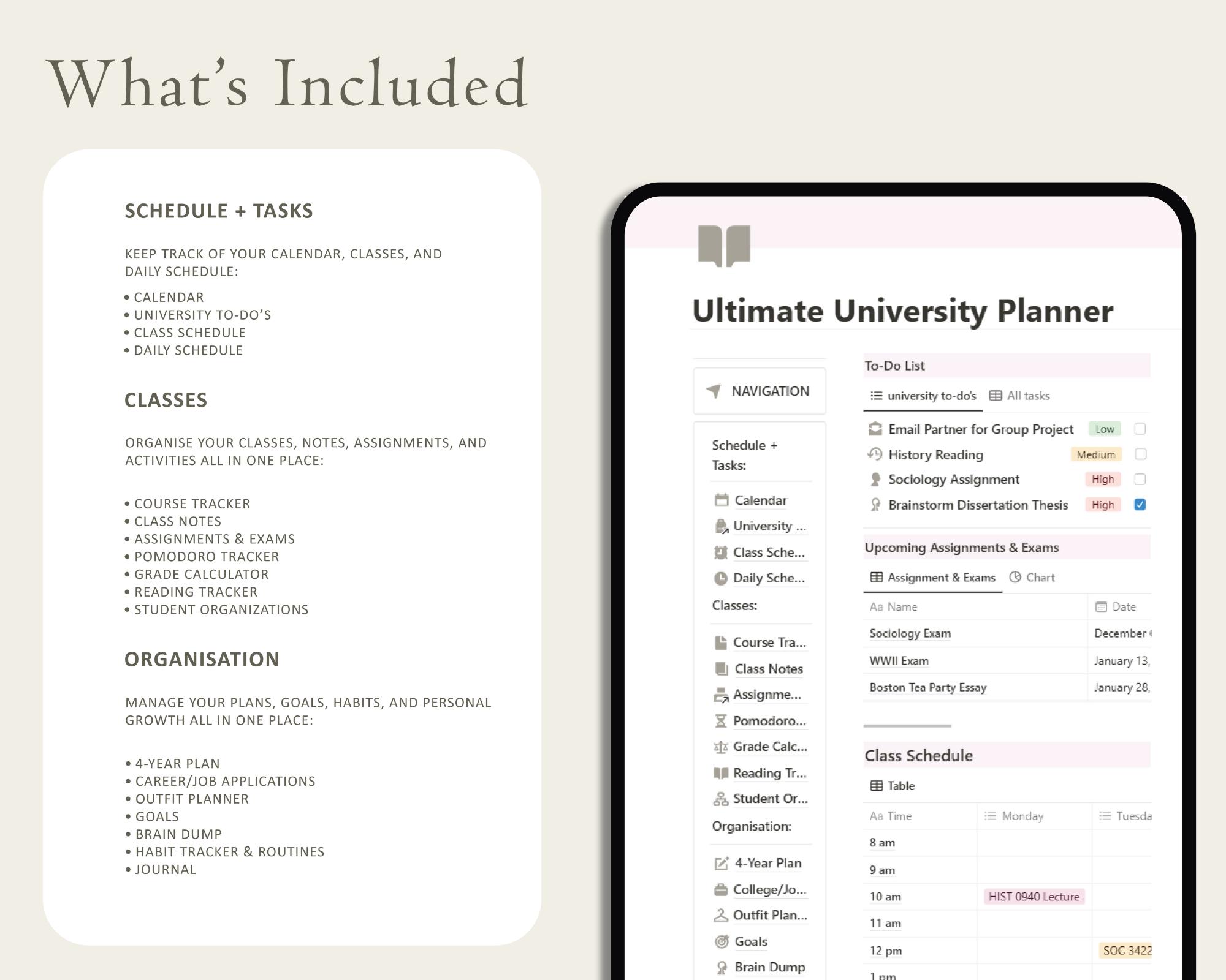 Notion University Template College Planner Notion Academic Notion ...