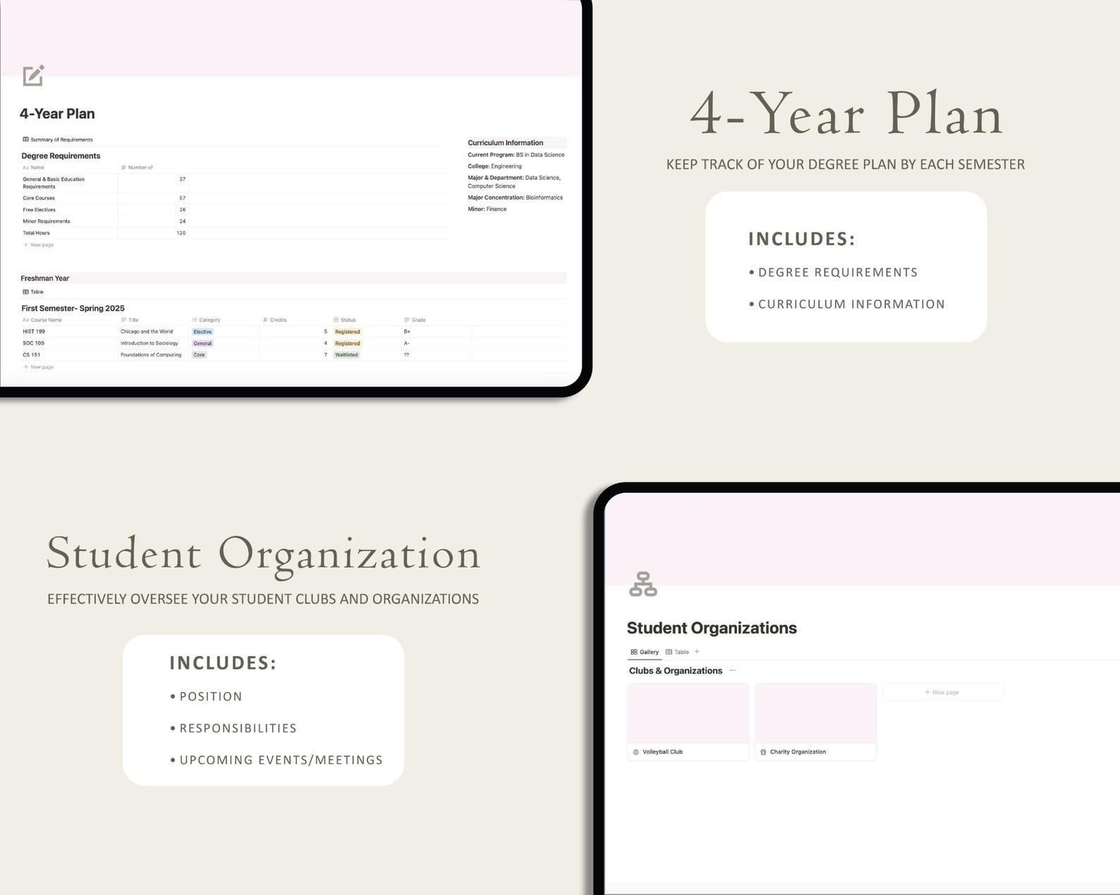 Notion University Template College Planner Notion Academic Notion ...