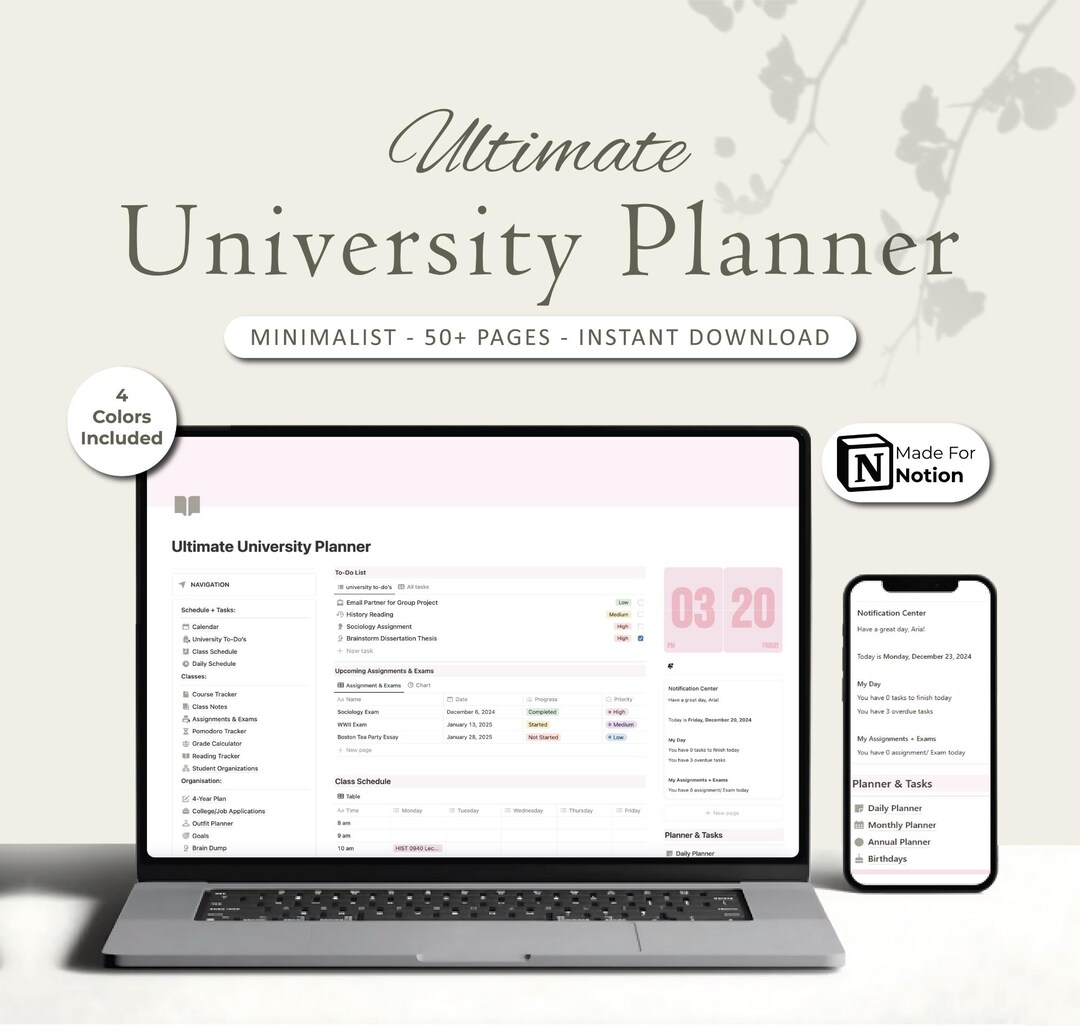 Notion University Template College Planner Notion Academic Notion ...