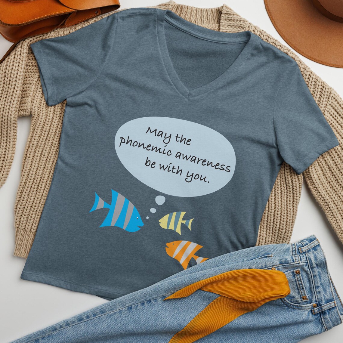 SLP “may the Phonemic Awareness Be With You.” Women’s Relaxed V-neck T ...