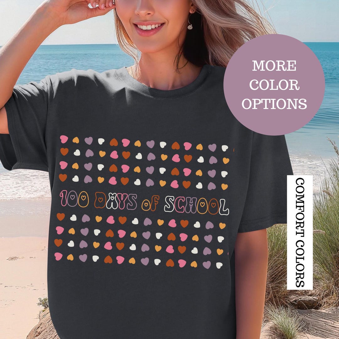 100 Days of School Shirt 100th Day of School 100 Days of Hearts Shirt ...
