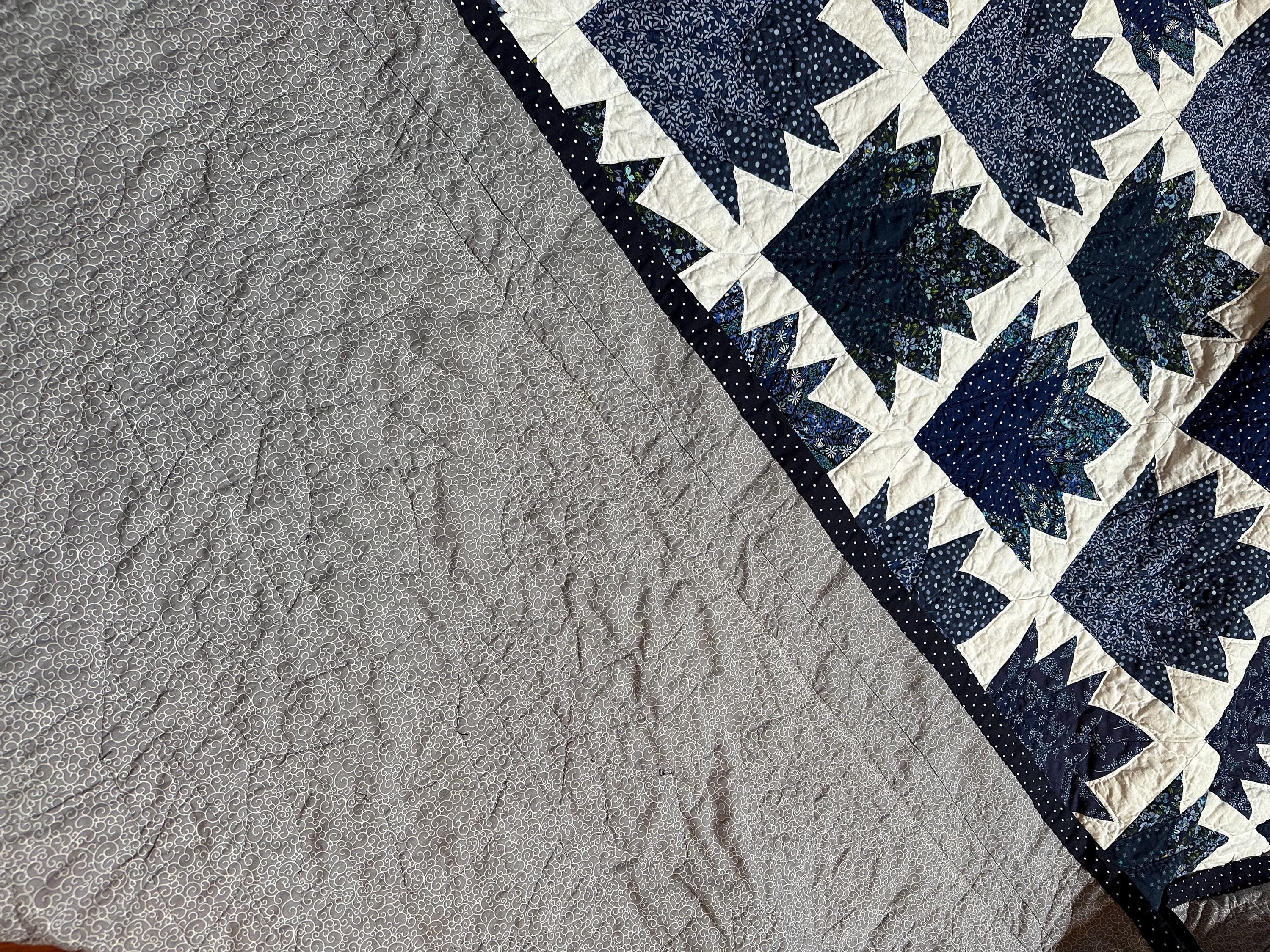 Cleopatra Fan Quilt // Blue and Purple // Twin // 81x84 // Machine ...
