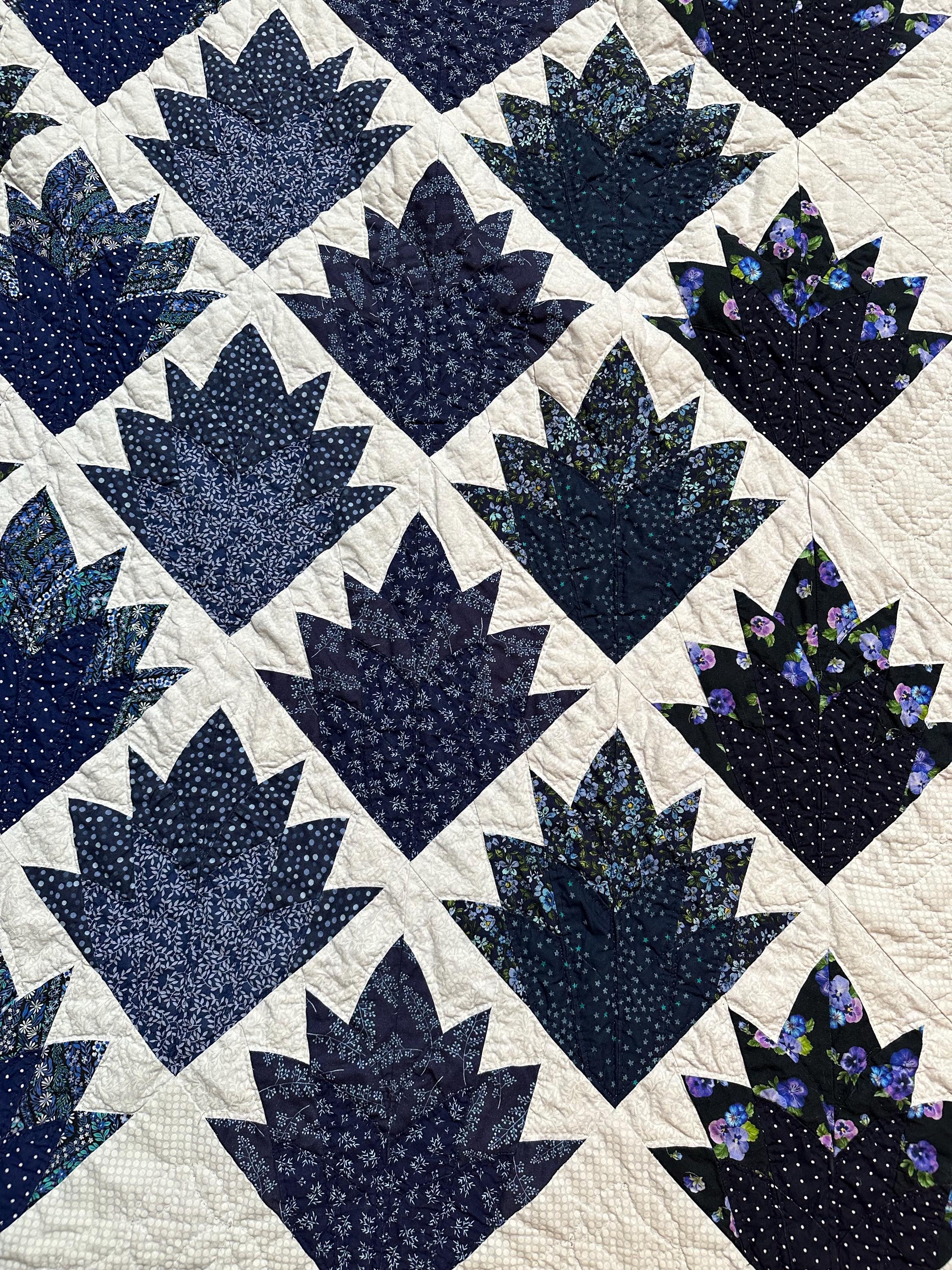 Cleopatra Fan Quilt // Blue and Purple // Twin // 81x84 // Machine ...