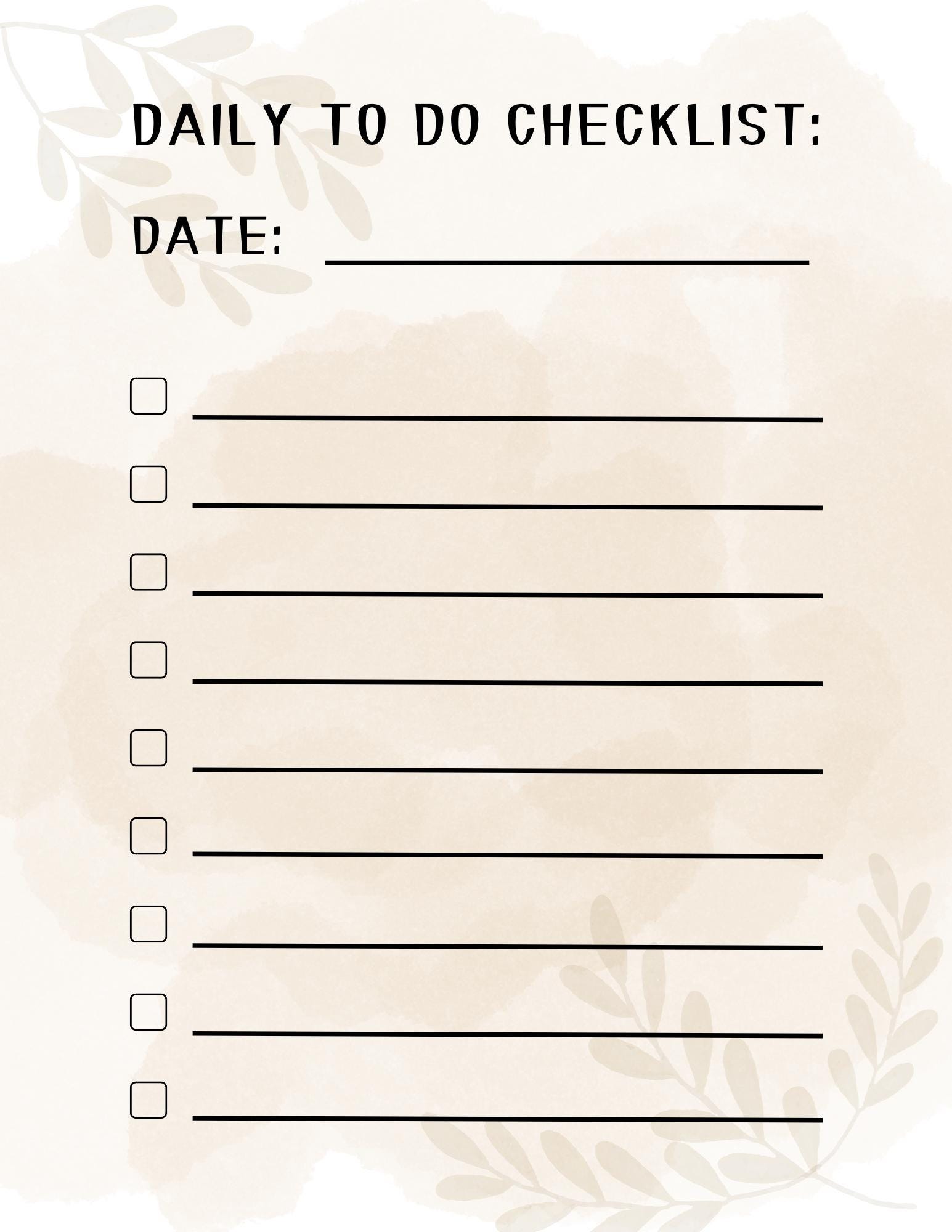 Daily to Do List Single Page Task List 1 Page to Do List Printable to ...