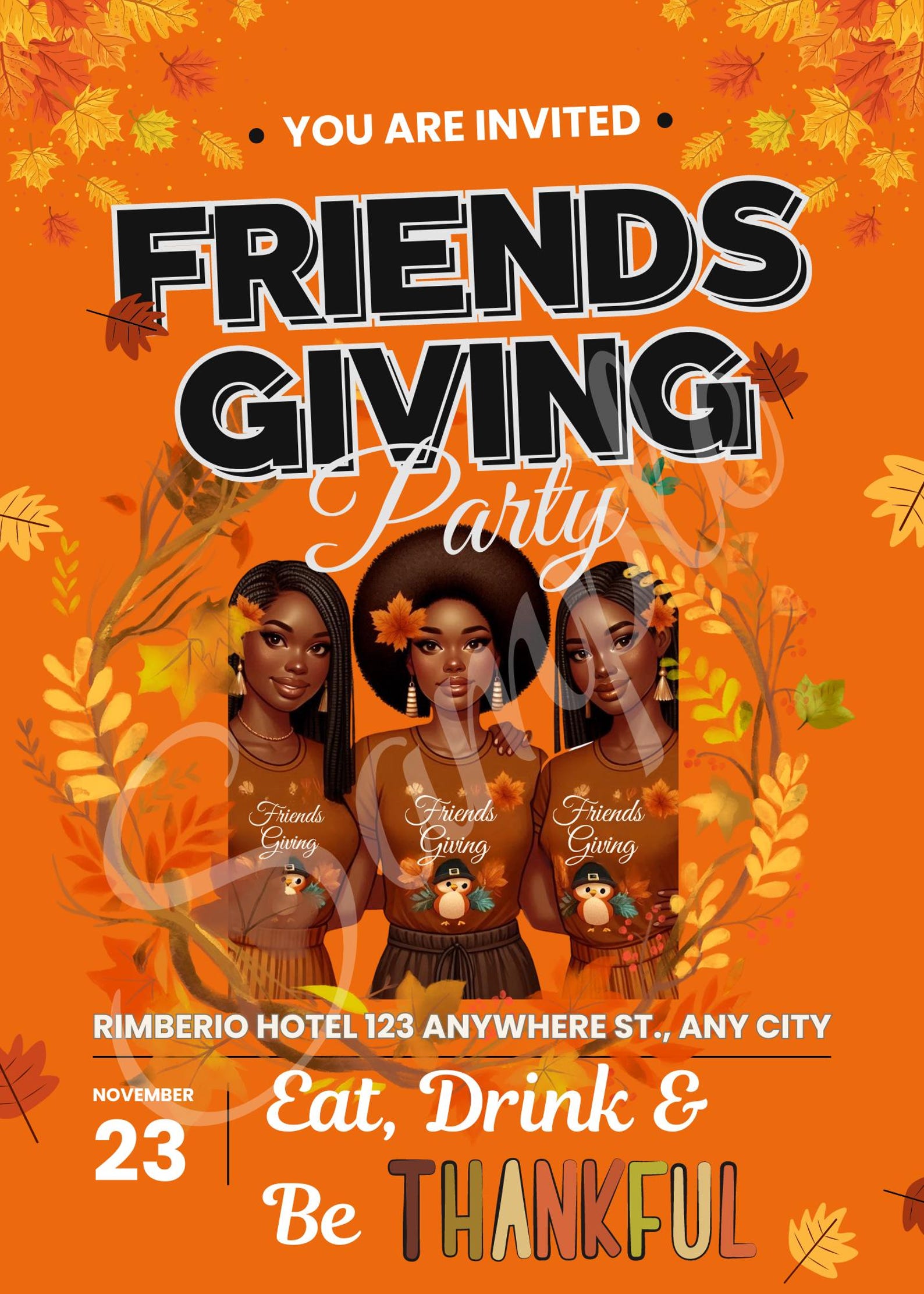 Friendsgiving Thanksgiving Invitation Melanated Women - Etsy