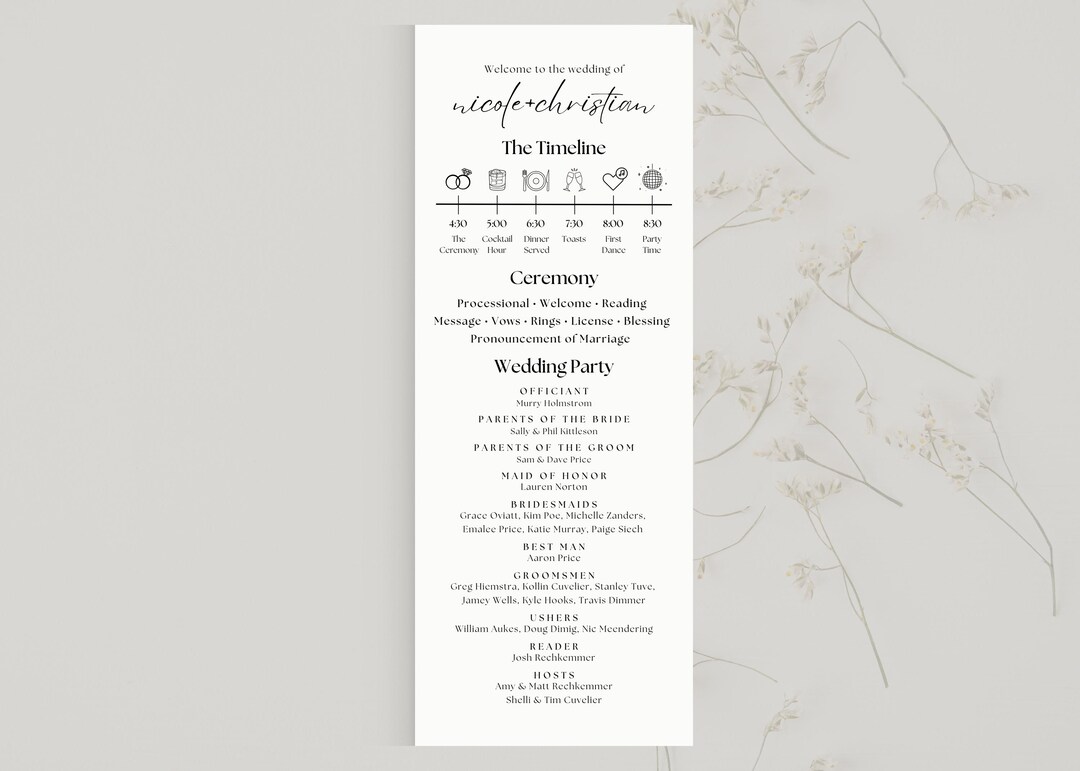 Modern & Minimalist Wedding Ceremony Program - Etsy