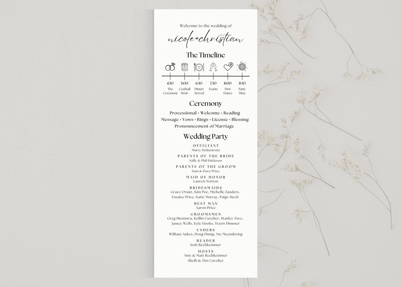 Modern & Minimalist Wedding Ceremony Program - Etsy