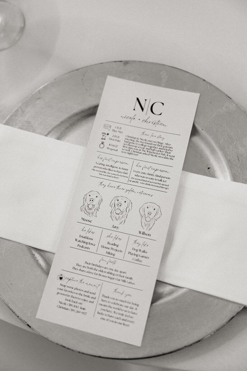 Modern & Minimalist Wedding Fun Fact Card - Etsy