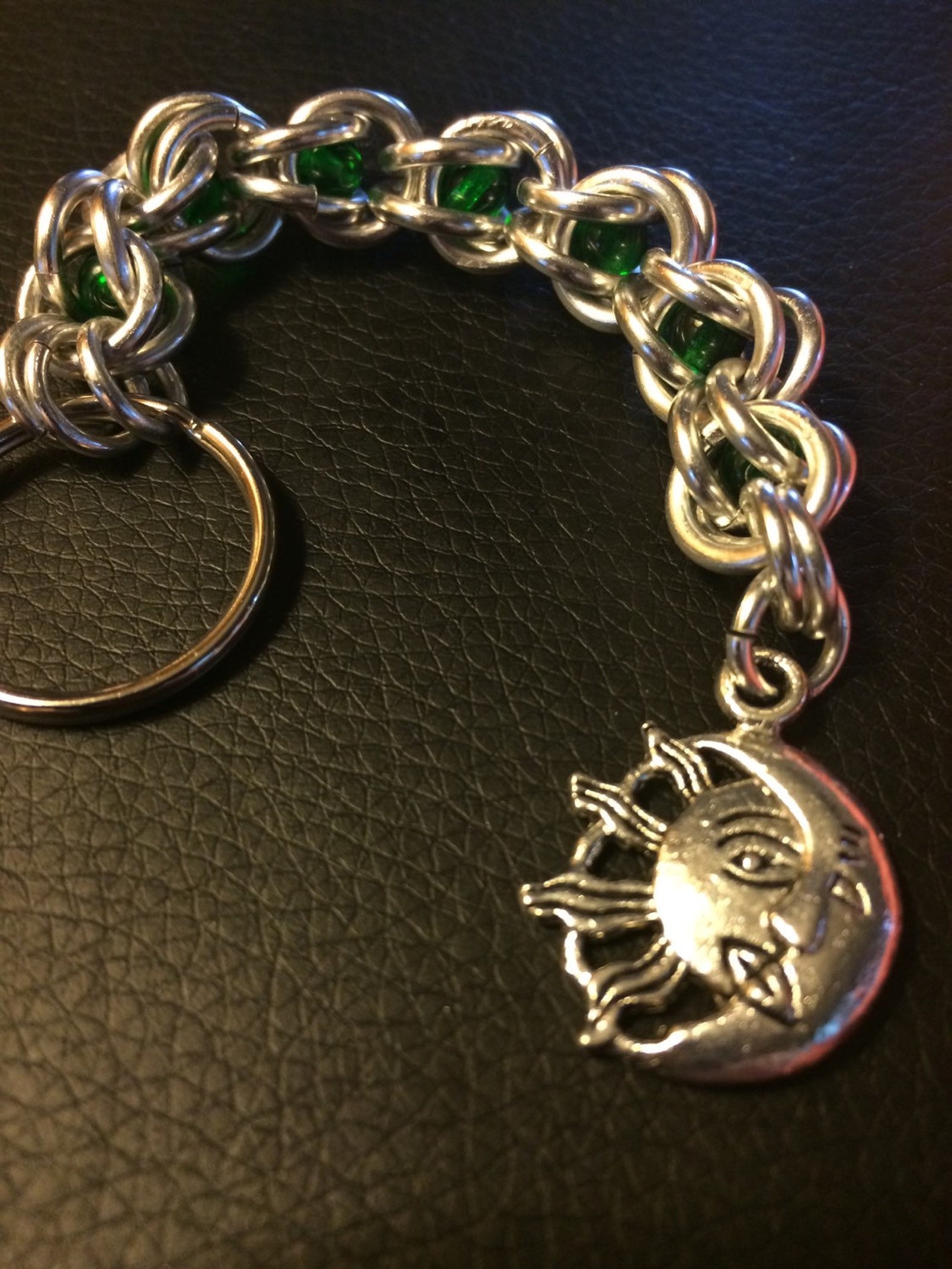 Handmade Chainmaille Beaded Sun/ Moon Keychain - Etsy