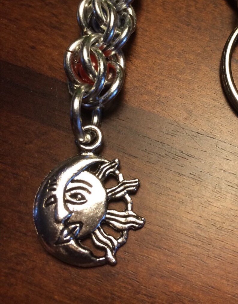 Handmade Chainmaille Beaded Sun/ Moon Keychain - Etsy