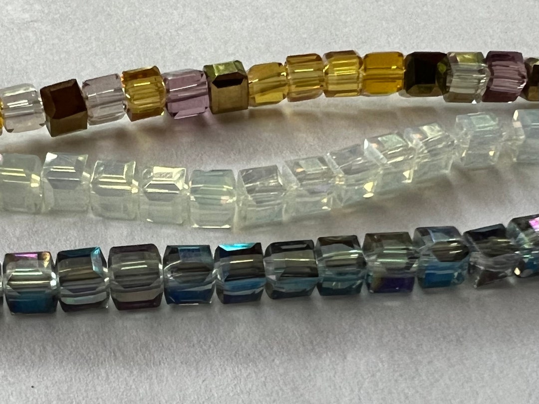 4mm Glass Cubes - 8" Strand - Etsy