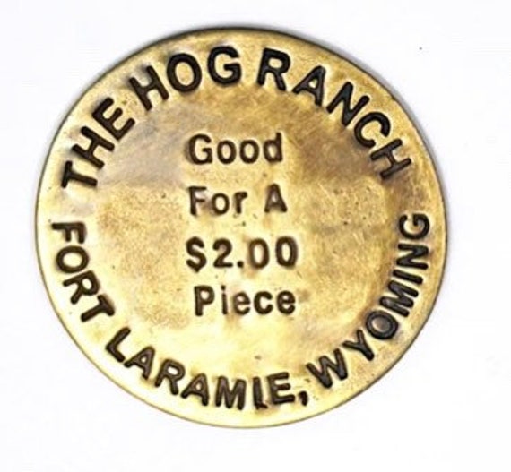 The Hog Ranch Antiqued Brass Cat House Brothel Token | Etsy