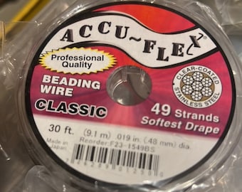 Accu-flex Beading Wire 49 Strand Clear Stainless Steel 014 by the Foot ...