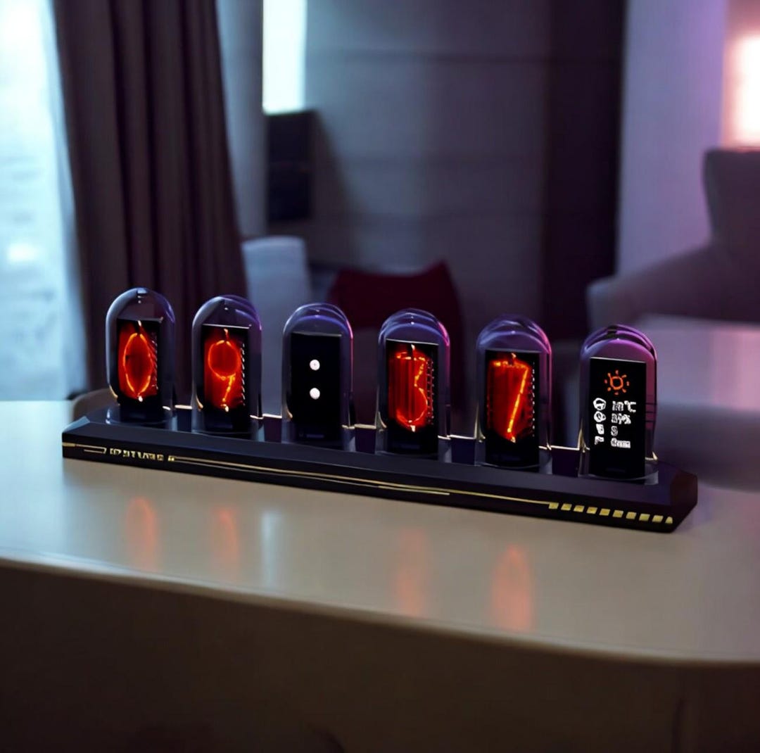 LED Tube Clock IPS Display Night Light for Gaming Desk, Home Decor, and ...