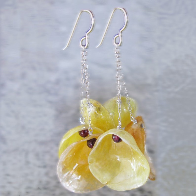 Jingle Shell Earrings, Sterling Silver, Garnet Beads - Etsy