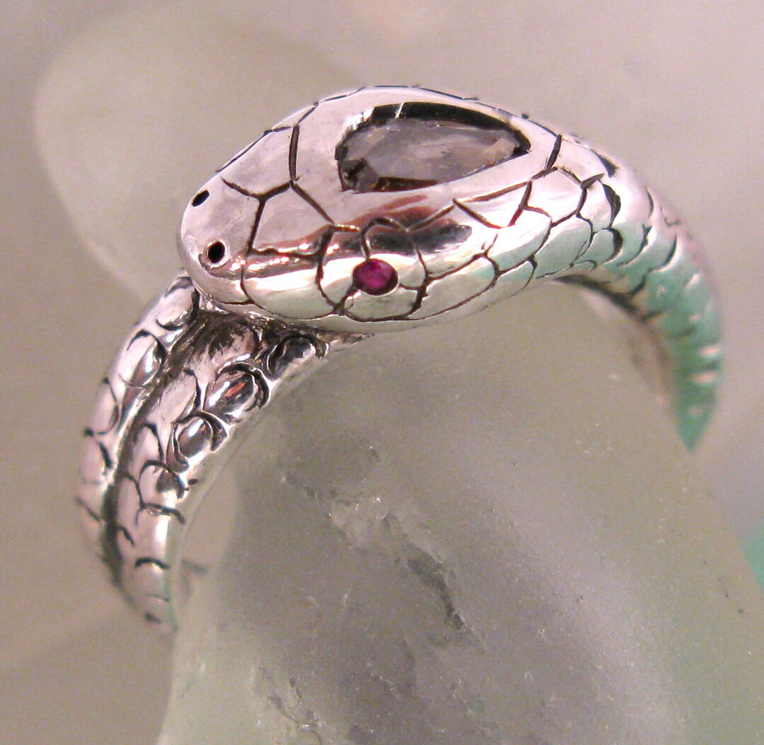 Snake Ring With Diamond and Rubies. PRICE REDUCED - Etsy