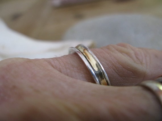 Anticlastic 18 Karat Gold Spinner Ring on Sterling Silver Base - Etsy