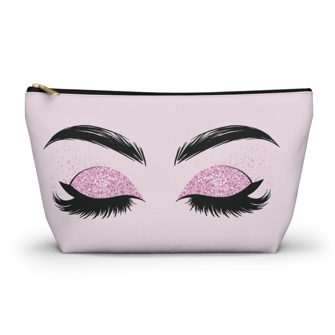 Pink Glitter Eyes Travel Bag, Double-sided Print Makeup Bag, Toiletry ...