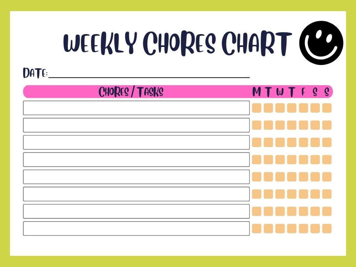 The CUTEST Weekly Chores Chart! Printable | for Weekly Responsibility ...