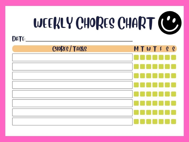The CUTEST Weekly Chores Chart! Printable | for Weekly Responsibility ...