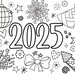 2025 Happy New Year Coloring Sheet, Whimsical Cute Coloring Sheet ...