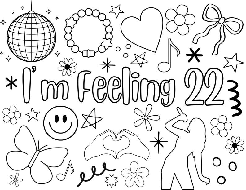Printable Swiftie Fans Coloring Page for Kids Adults | Taylor Eras ...