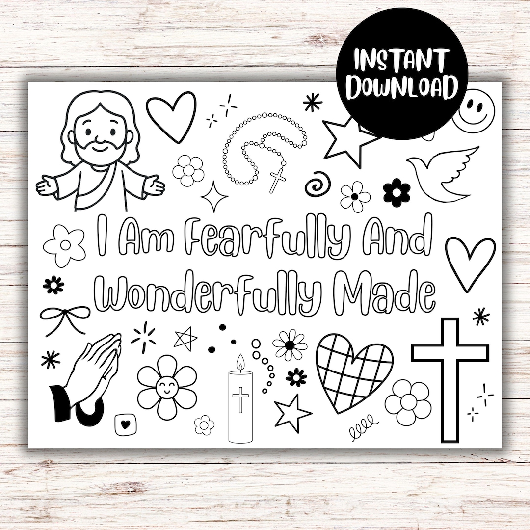 I Am Fearfully & Wonderfully Made Bible Verse Coloring Sheet for Kids ...