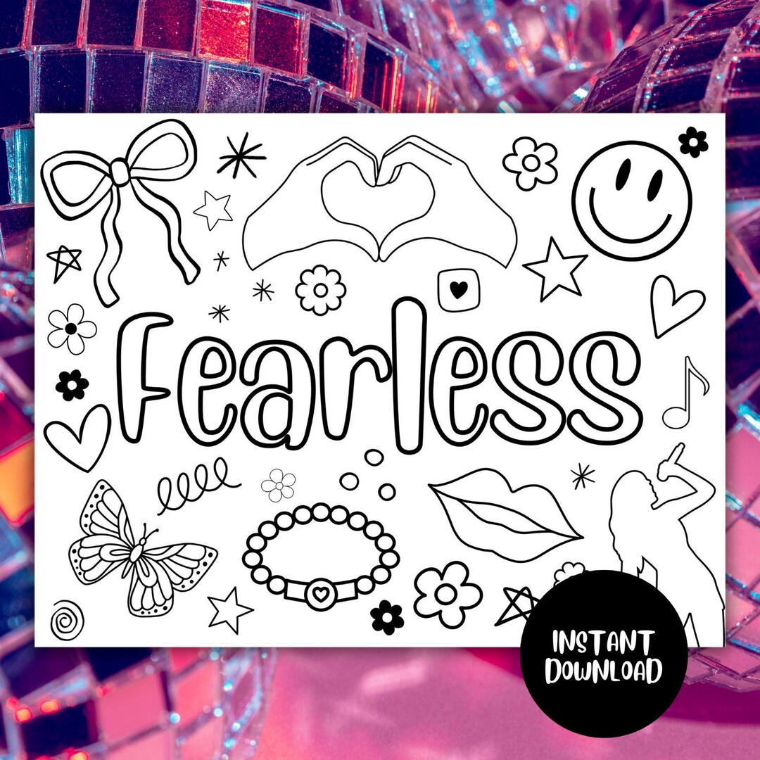 Swiftie Inspired Coloring Sheet Printable, Taylor Inspired "fearless ...