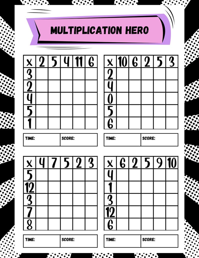 Printable Multiplication Worksheet for Times Tables | Timed ...