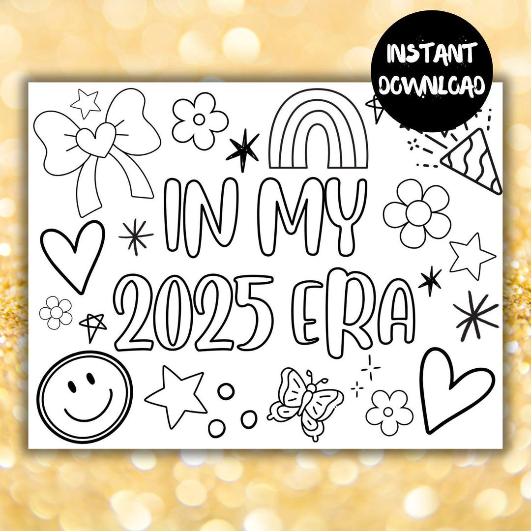 New Year's Eve Coloring Sheet, Whimsical Fun Cute Coloring Page ...